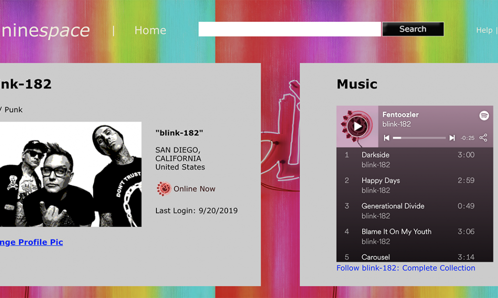 Blink 182 lanzó un website inspirado en el nostálgico Myspace, "Ninespace"